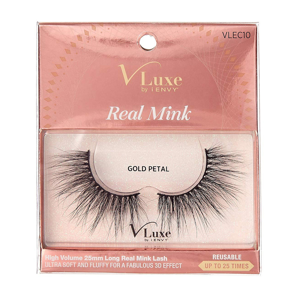 Kiss I Envy V-Luxe Real Mink Gold Petal Eyelashes - VLEC10 – Beauty and ...